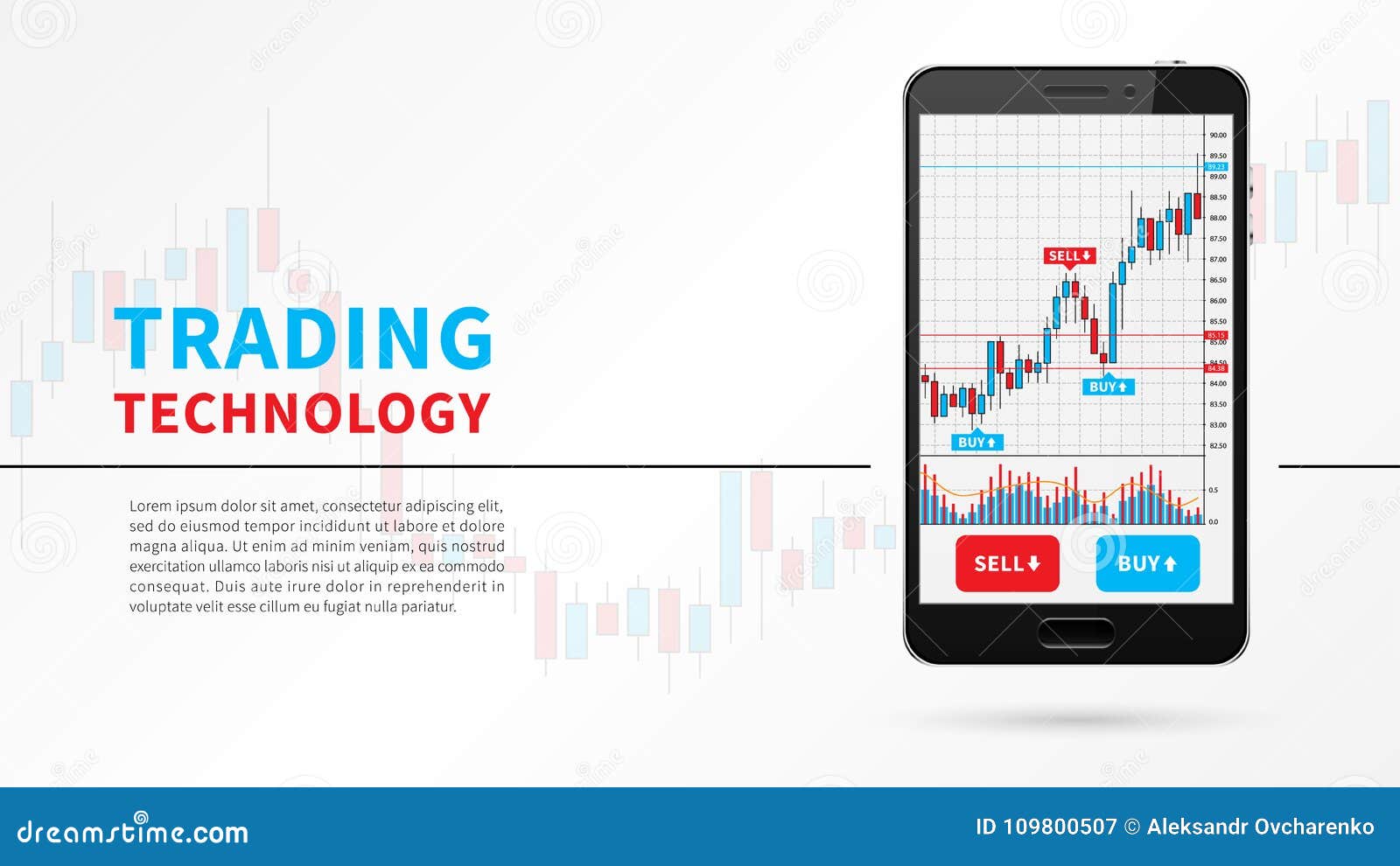 Forex Trading Candlestick Chart on Mobile Screen Stock Vector ...