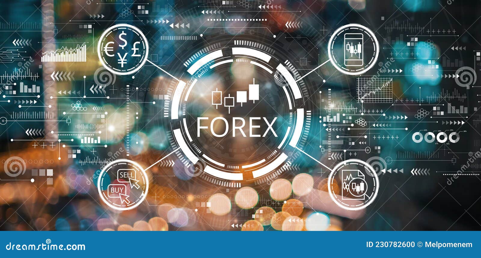 Forex Trading Concept with Blurred City Lights Editorial Image - Image ...