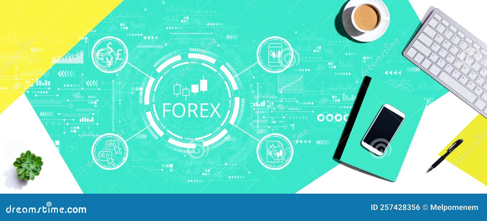 Forex Trading Concept with Computer Keyboard and Office Items Stock ...