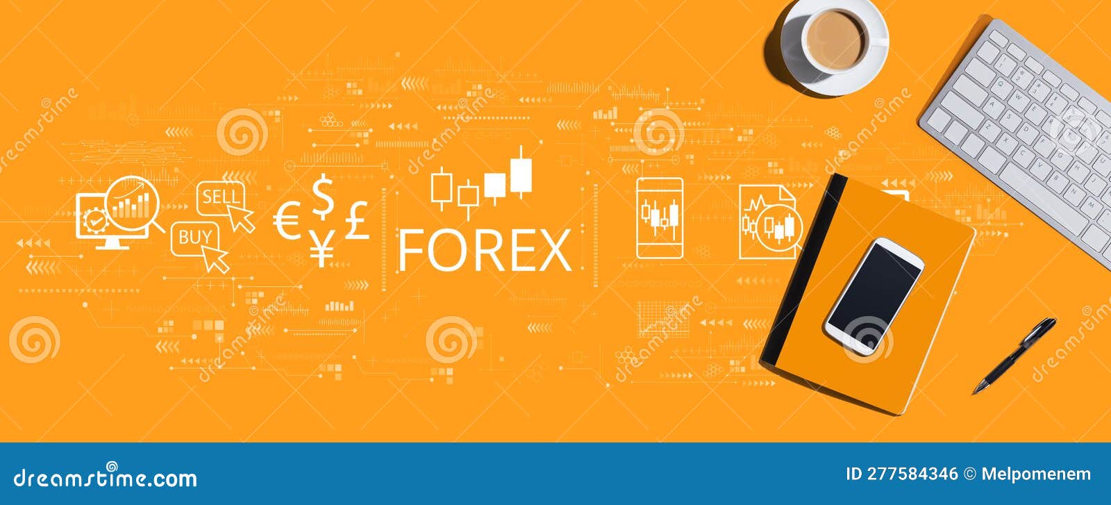 Forex Trading Concept with Computer Keyboard and Office Items Editorial ...