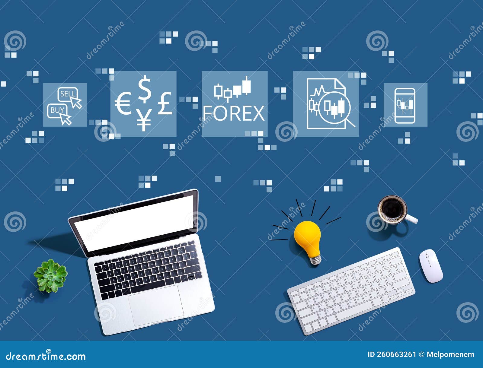 Forex Trading Concept with Computers with a Light Bulb Stock Image ...