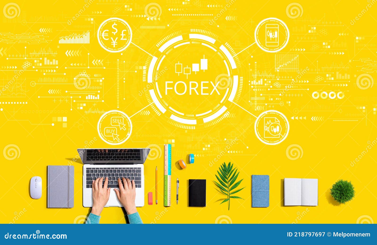 Forex Trading Concept with Person Using a Laptop Editorial Photography ...