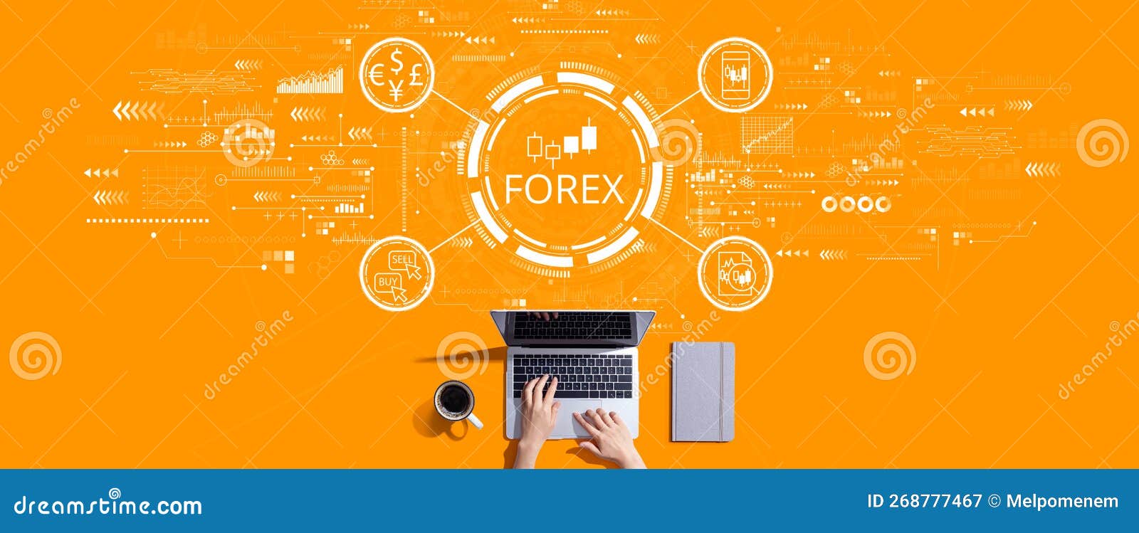 Forex Trading Concept with Person Working with Laptop Stock Image ...