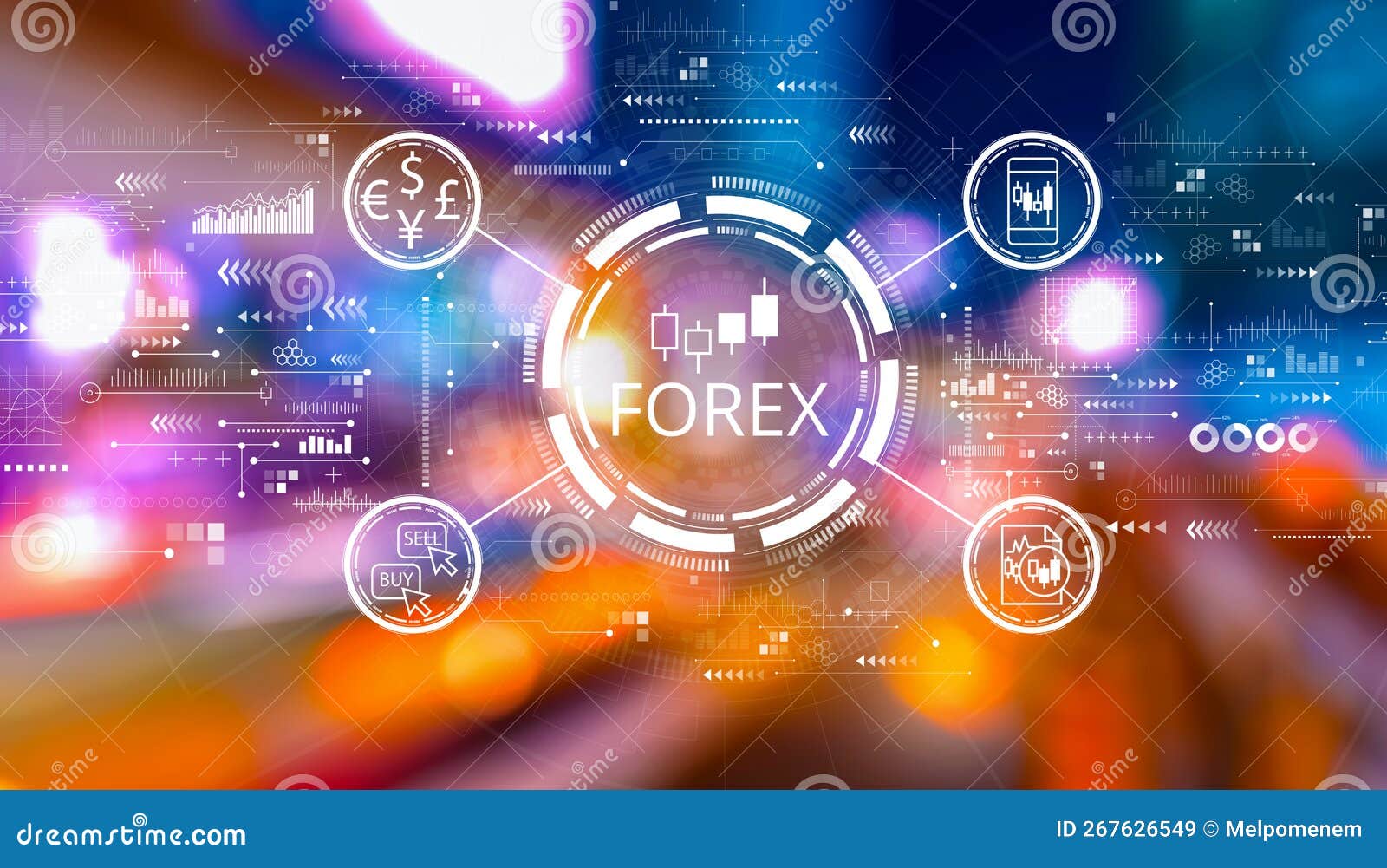 Forex Trading Concept with Urban City Lights Stock Image - Image of ...