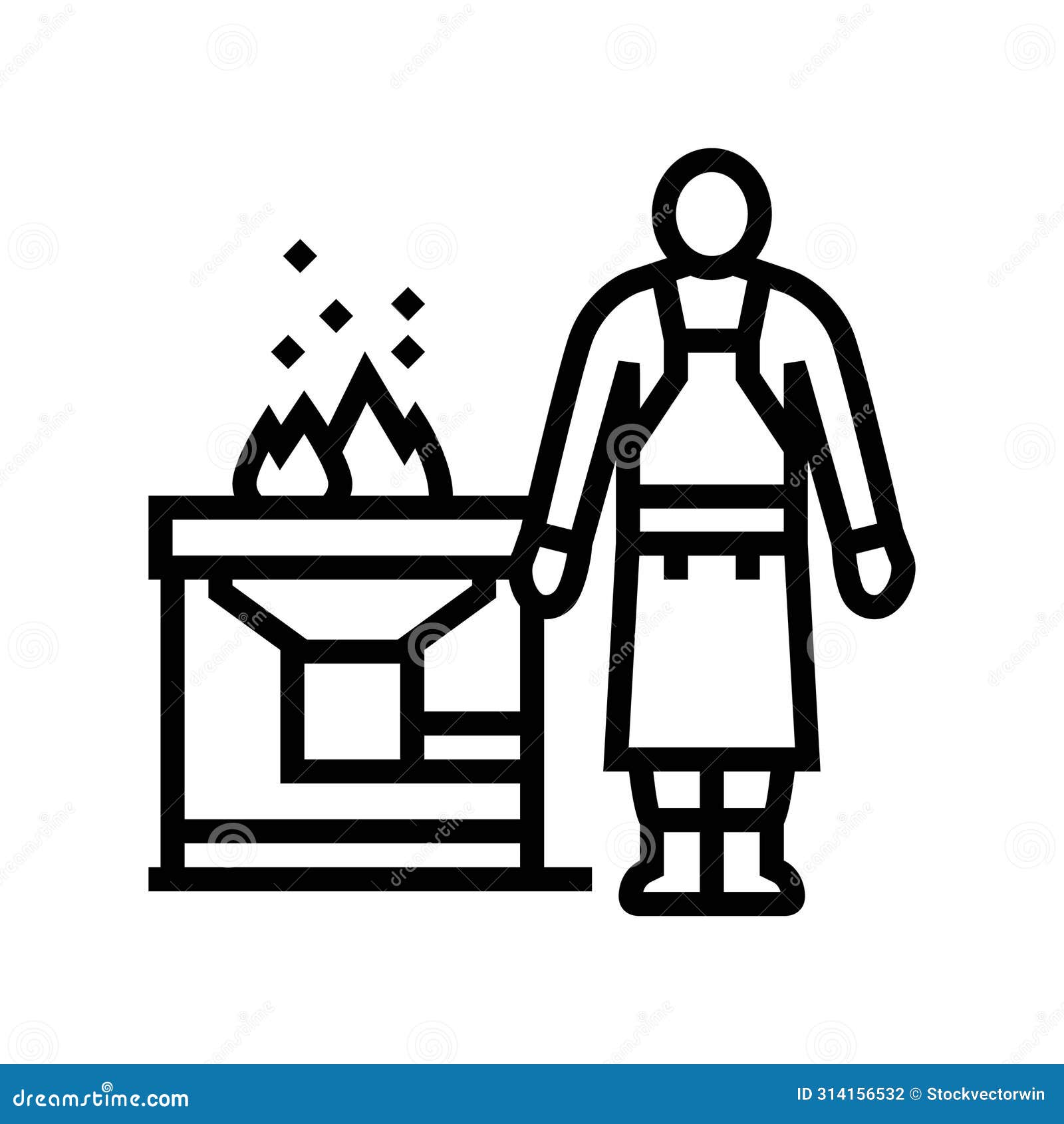 Forge Blacksmith Line Icon Vector Illustration Stock Illustration ...
