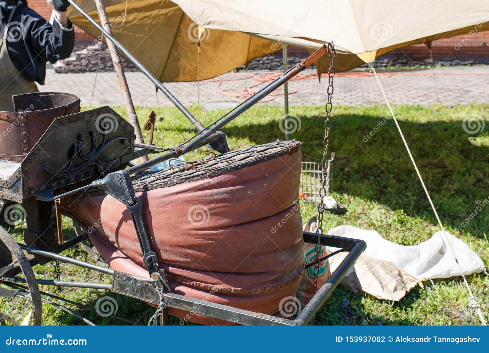 Forge. Blacksmith`s Tool. Old Blacksmith`s Hand Oven. Heating of Metal ...