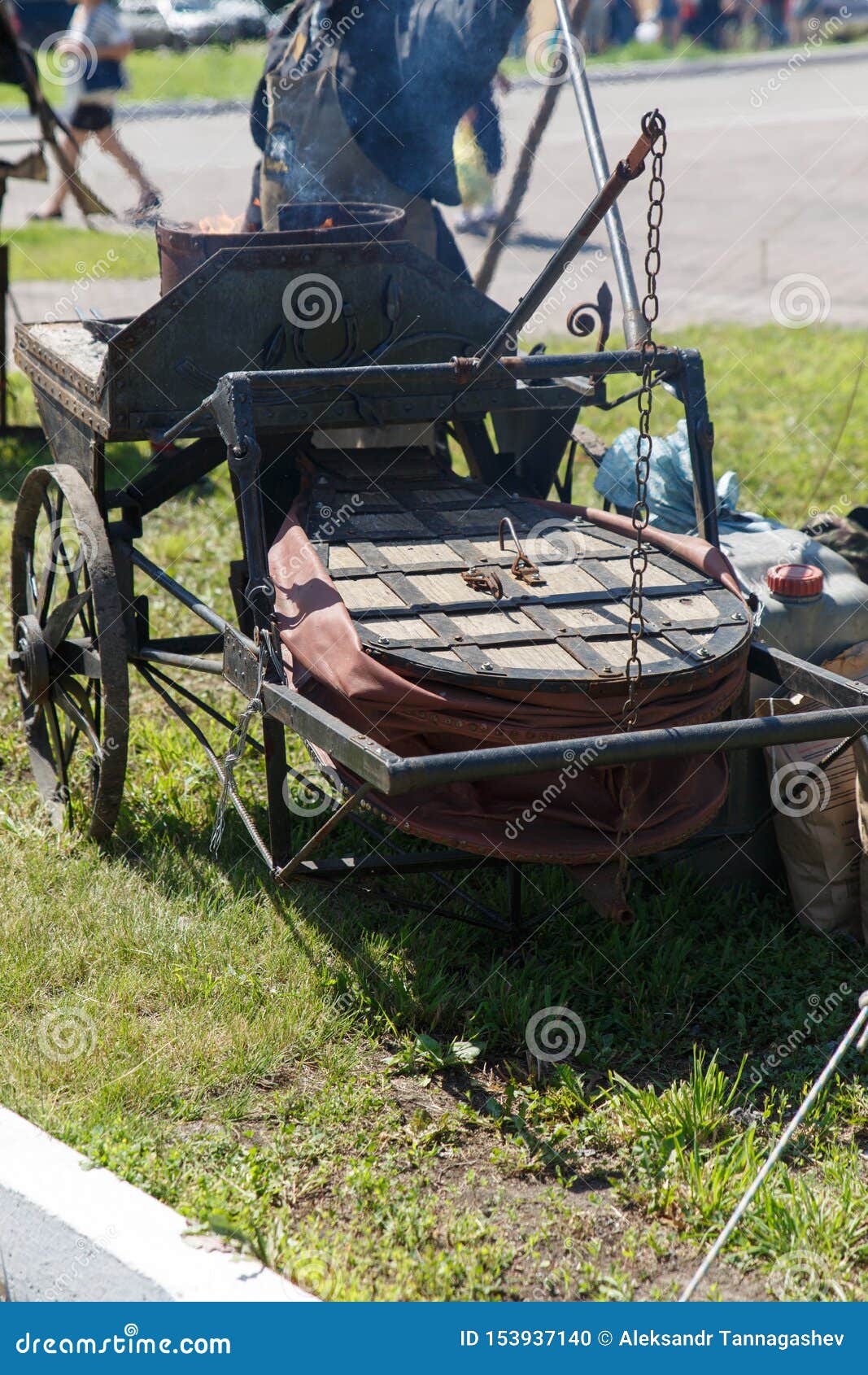 Forge. Blacksmith`s Tool. Old Blacksmith`s Hand Oven. Heating of Metal ...