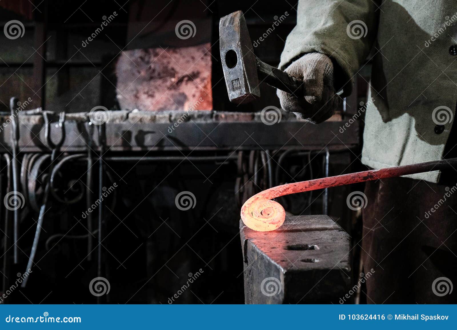 Forge, Blacksmith`s Work, Hot Metal Stock Photo - Image of glowing ...