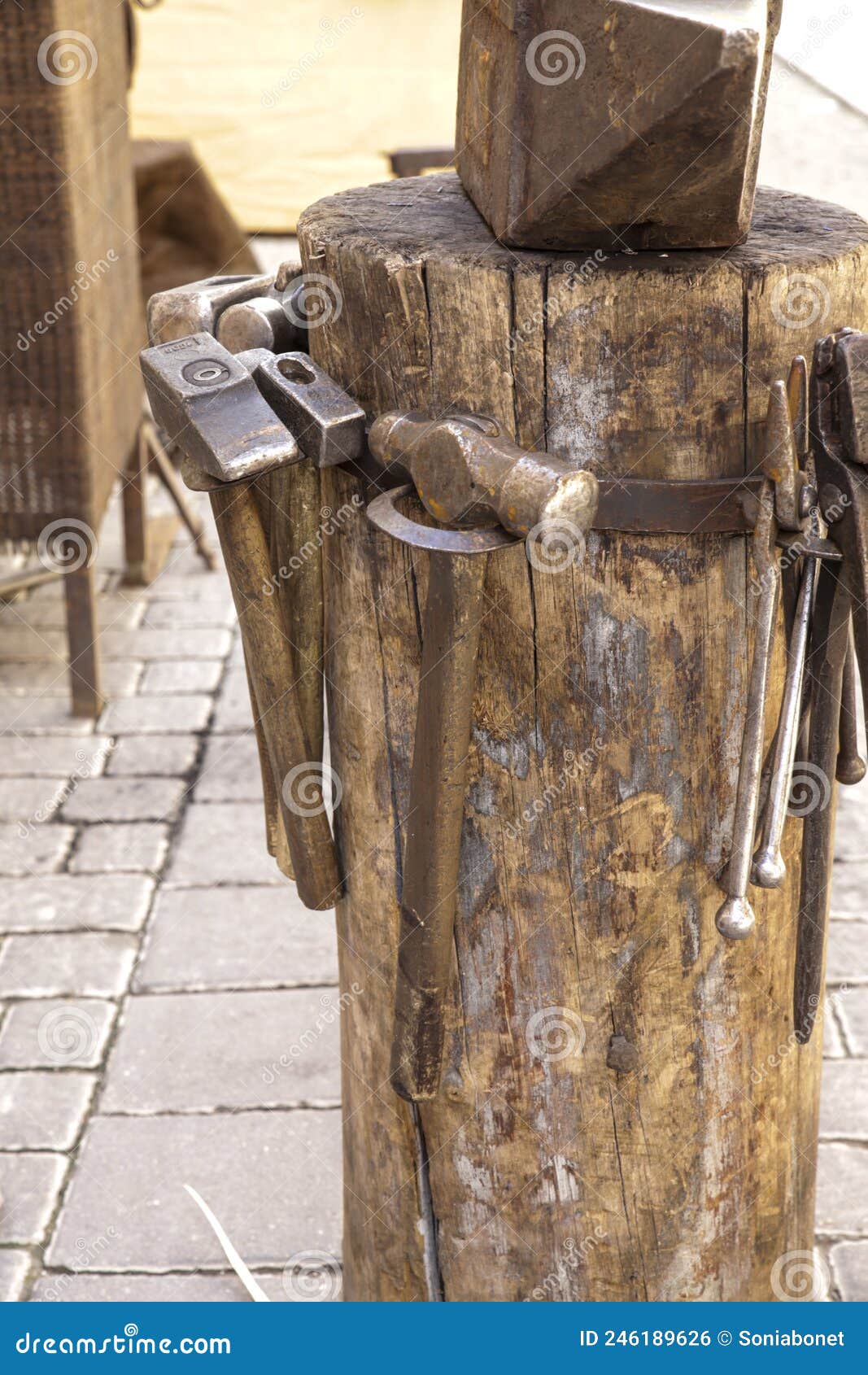 Forge and Blacksmith Tools at a Market Stall Stock Photo - Image of ...