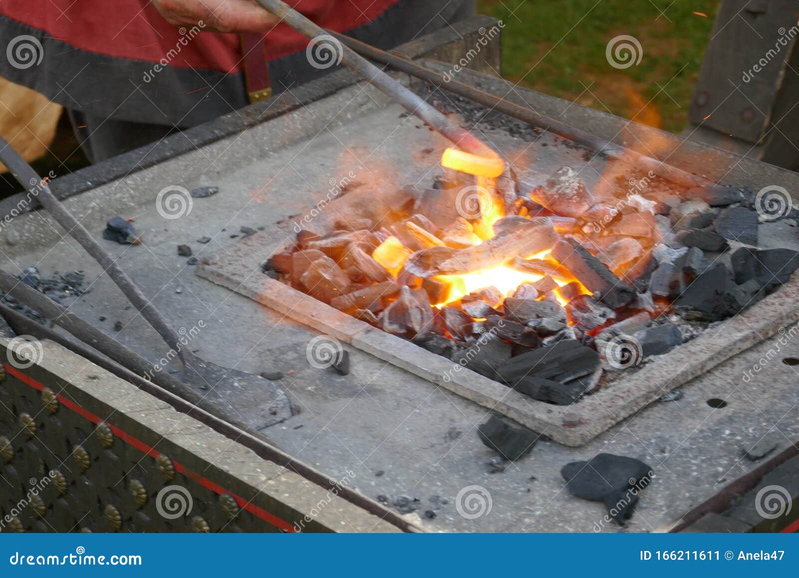 The Forge. Blacksmith at Work. Stock Image - Image of expertise, flames ...