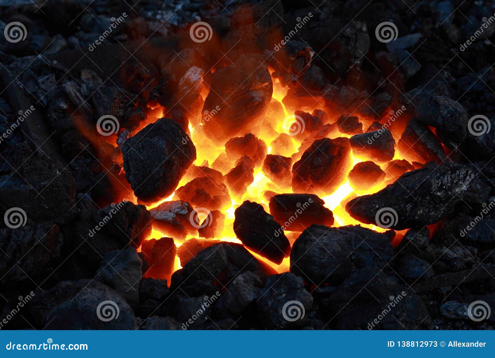 Forge, fiery coals stock image. Image of light, sparks - 138812973
