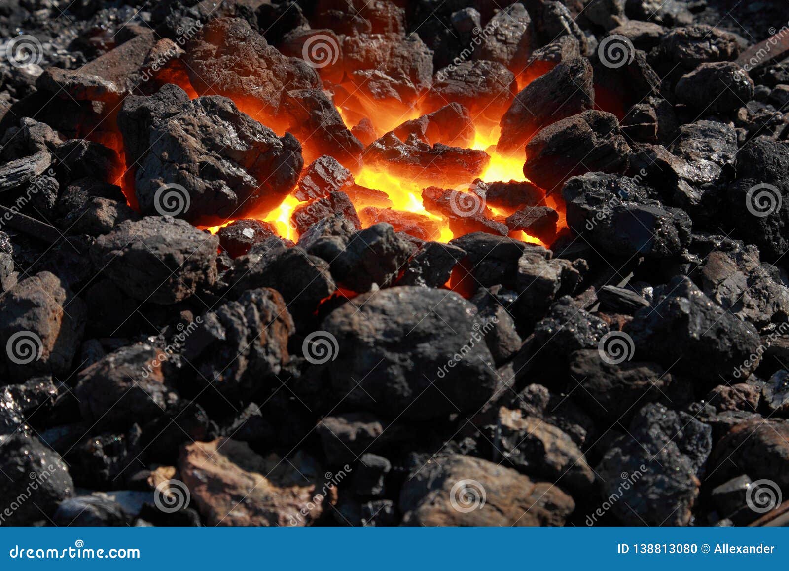 Forge, fiery coals stock photo. Image of black, forged - 138813080