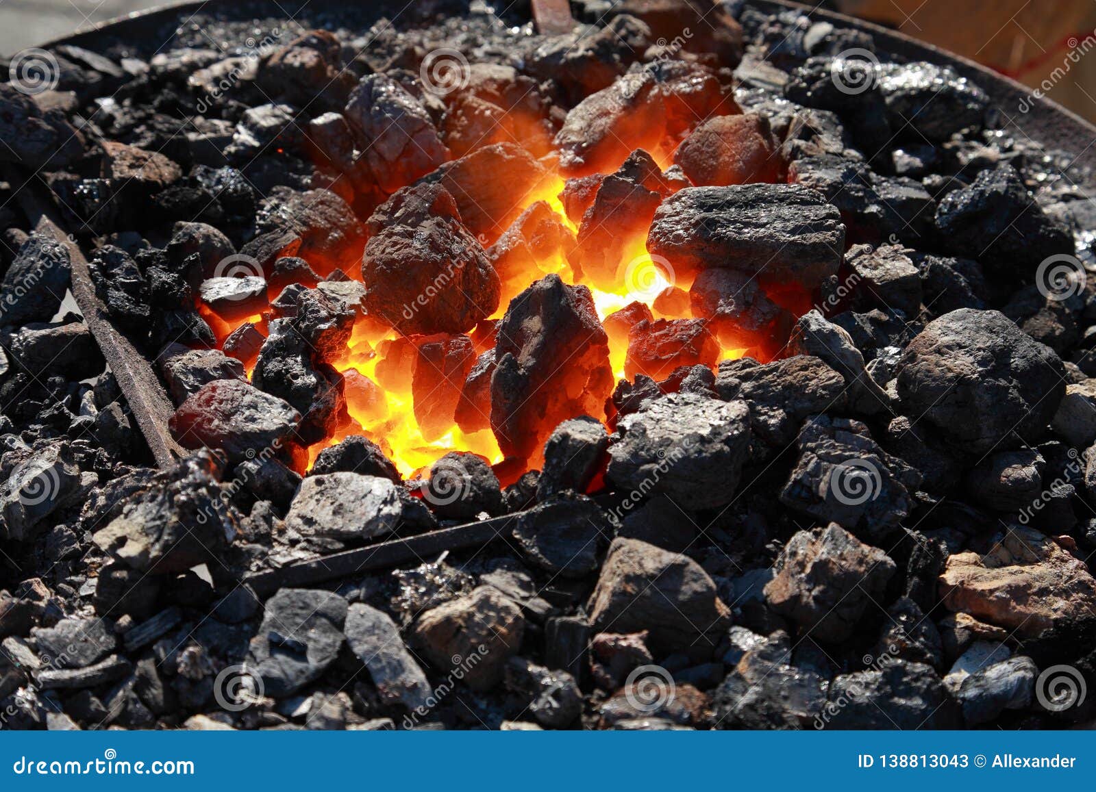 Forge, fiery coals stock image. Image of smith, flames - 138813043