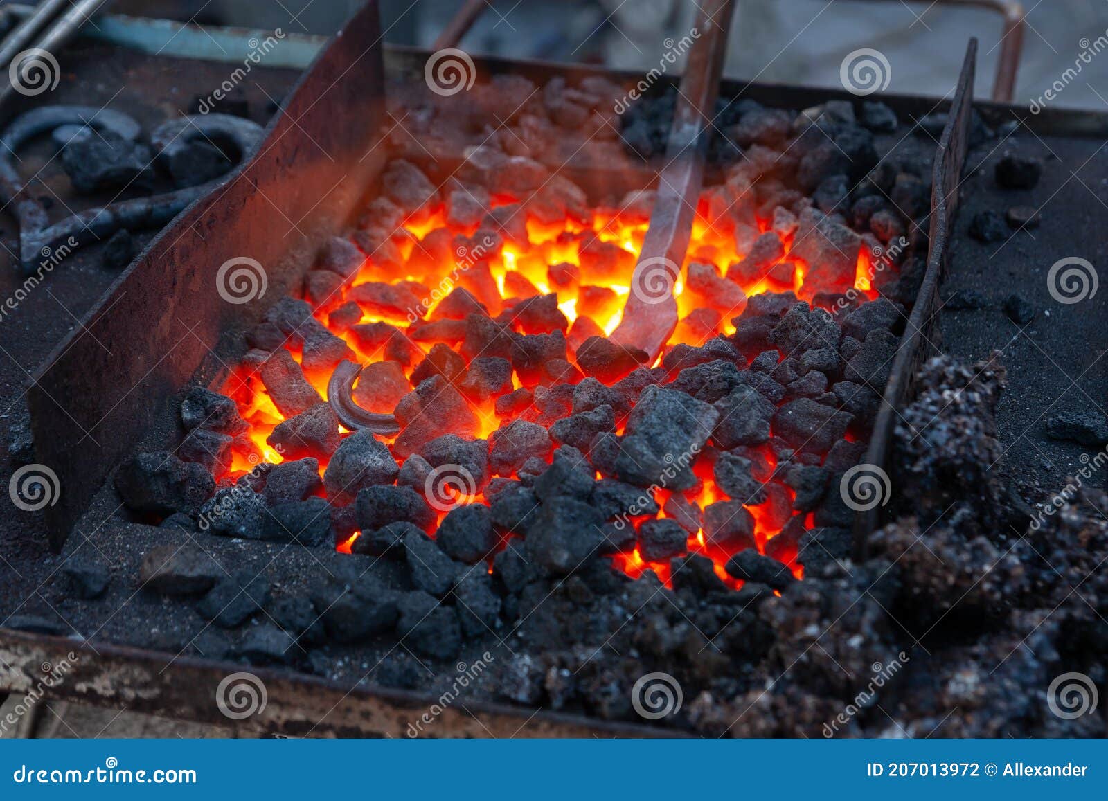 Forge, fiery coals stock photo. Image of furnace, craft - 207013972