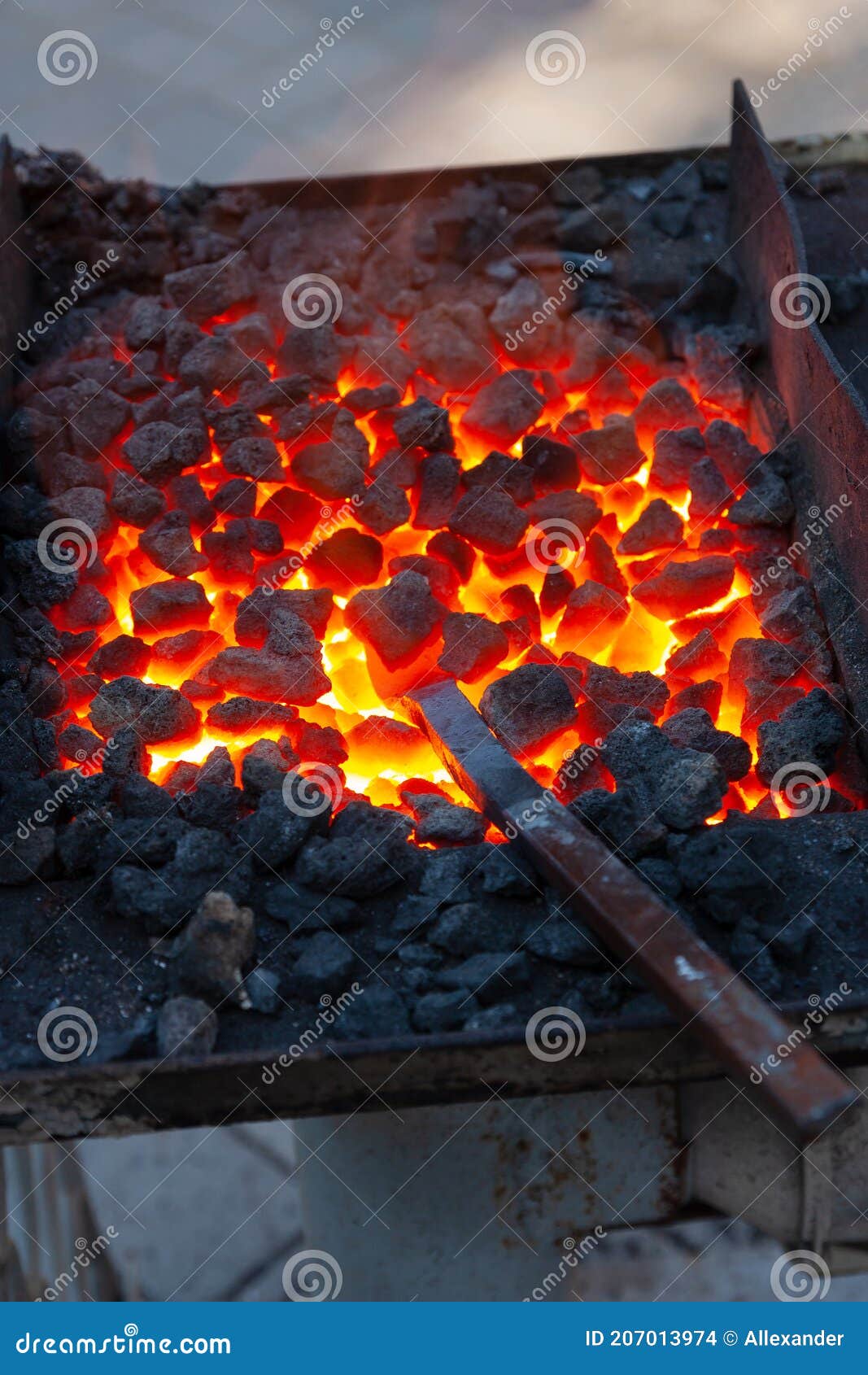 Forge, fiery coals stock photo. Image of burnt, dark - 207013974