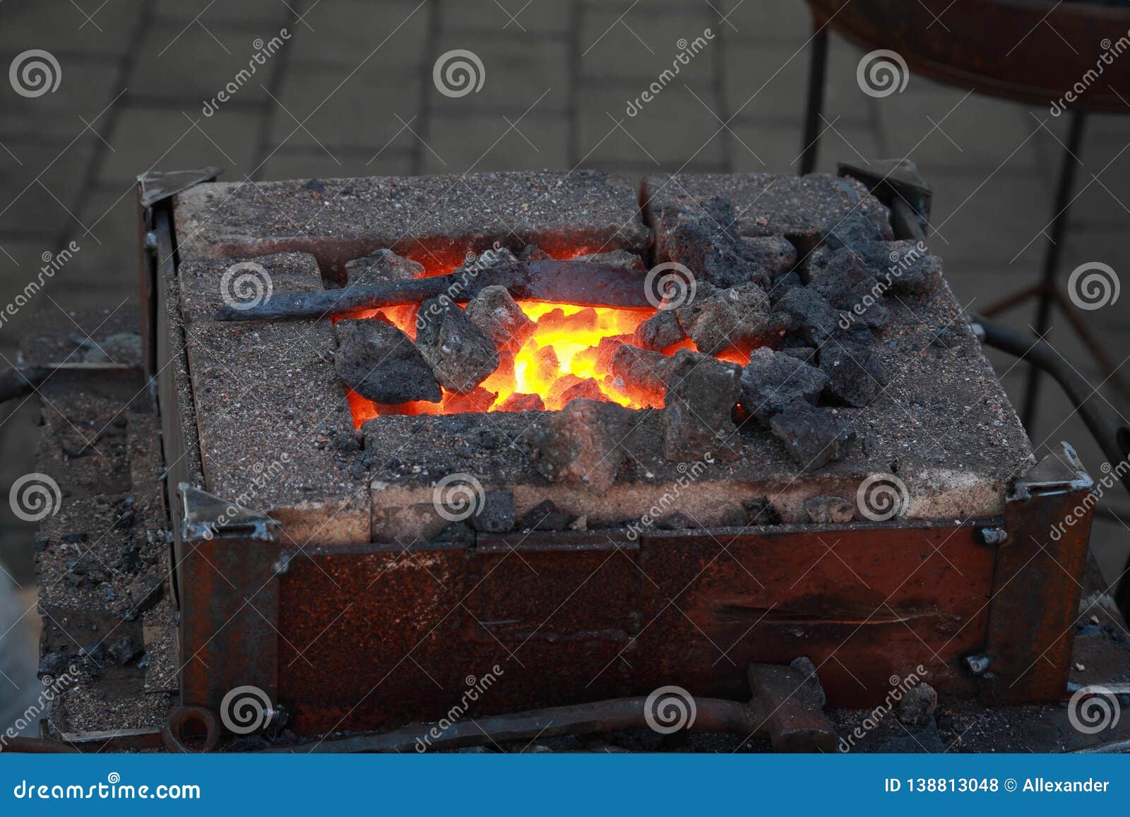 Forge, fiery coals stock photo. Image of sparks, orange - 138813048