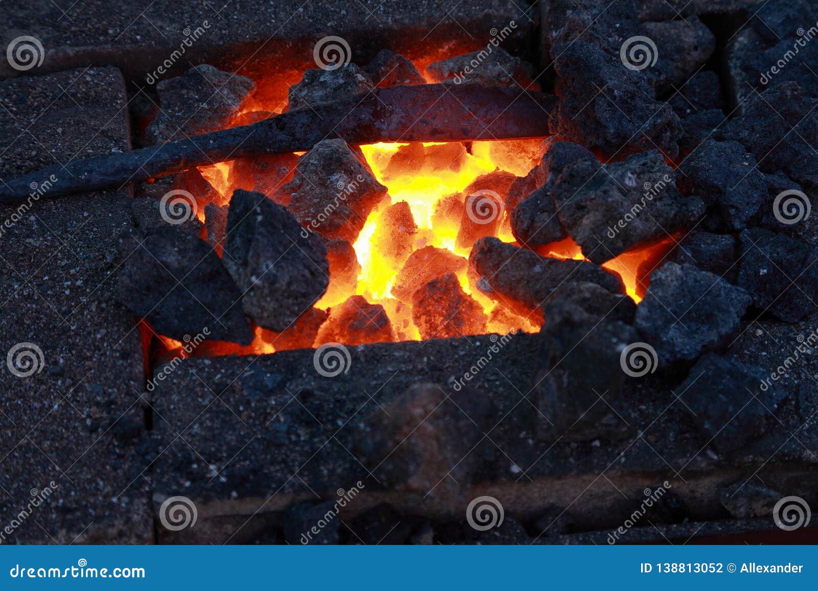 Forge, fiery coals stock photo. Image of flaming, fire - 138813052