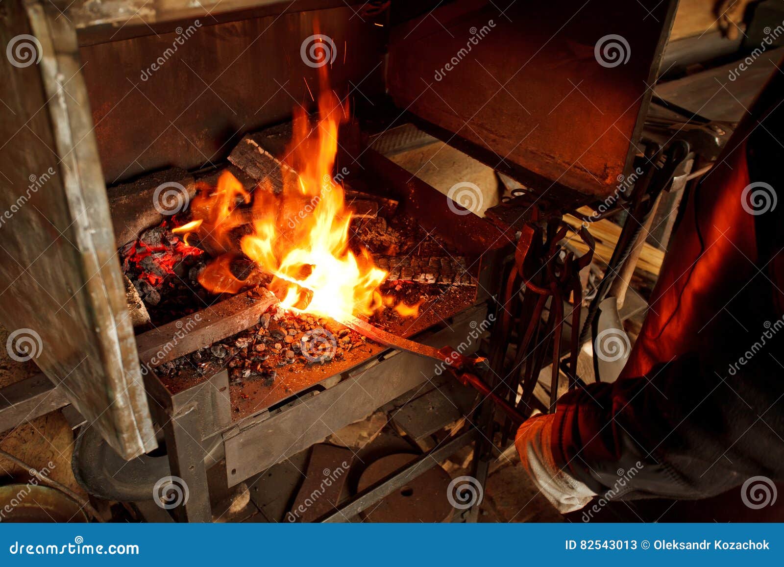 Forge Fire Forge Fire Used for Creating Iron Tools. Stock Image - Image ...
