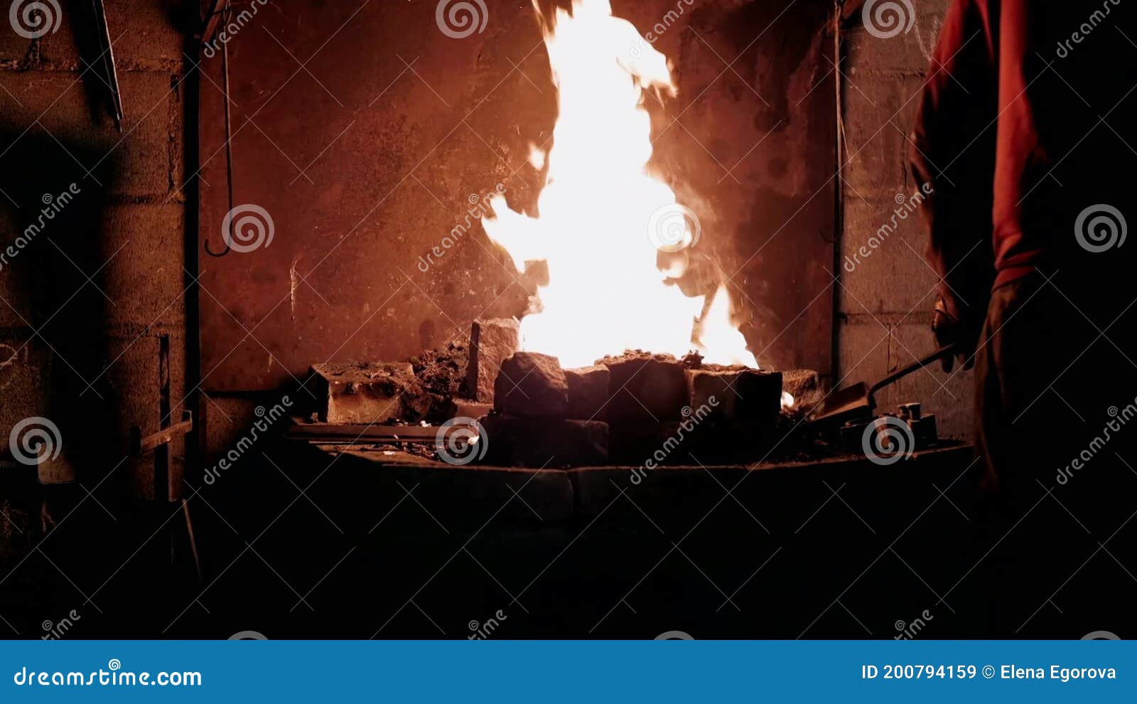 A Forge in a Flame of Fire. Blacksmithing Craft Stock Video - Video of ...