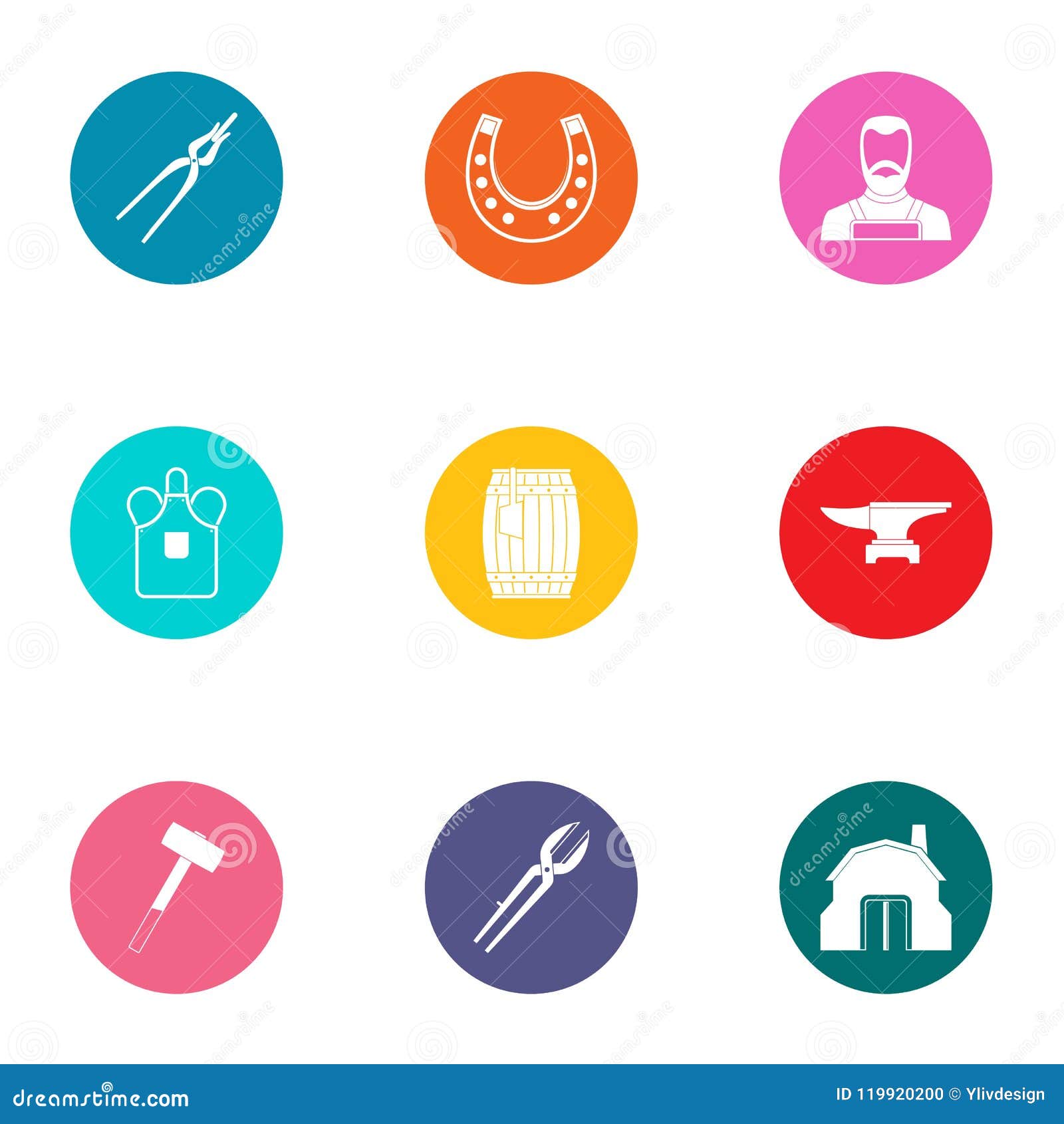 Forge Icons Set, Flat Style Stock Vector - Illustration of clean ...