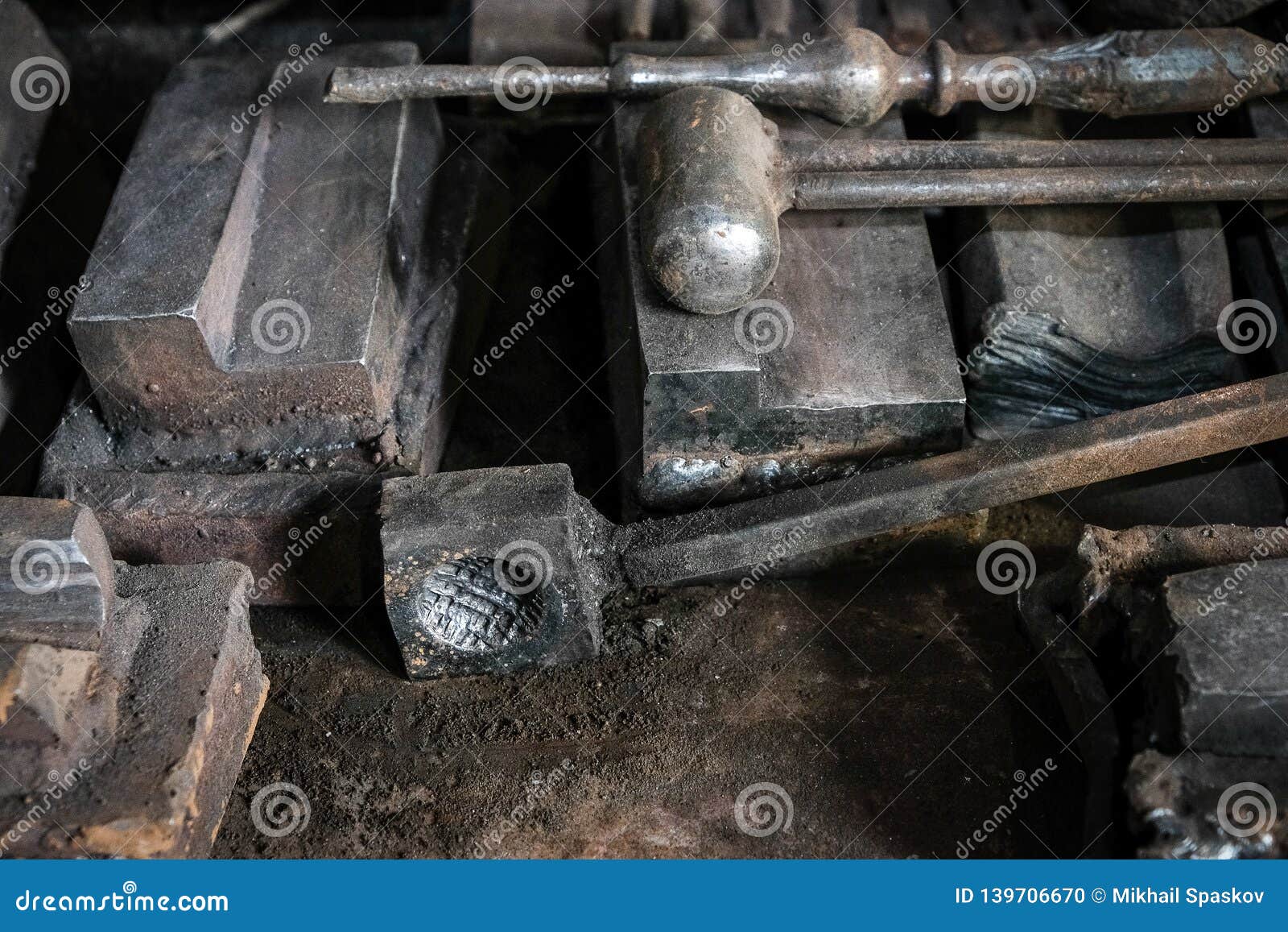Forge, Production Workshop. Blacksmith Tools and Hot Metal Stock Photo ...