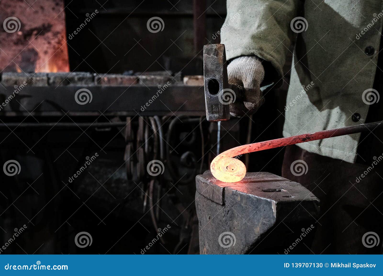 Forge, Production Workshop. Blacksmith Tools And Hot Metal. Royalty ...