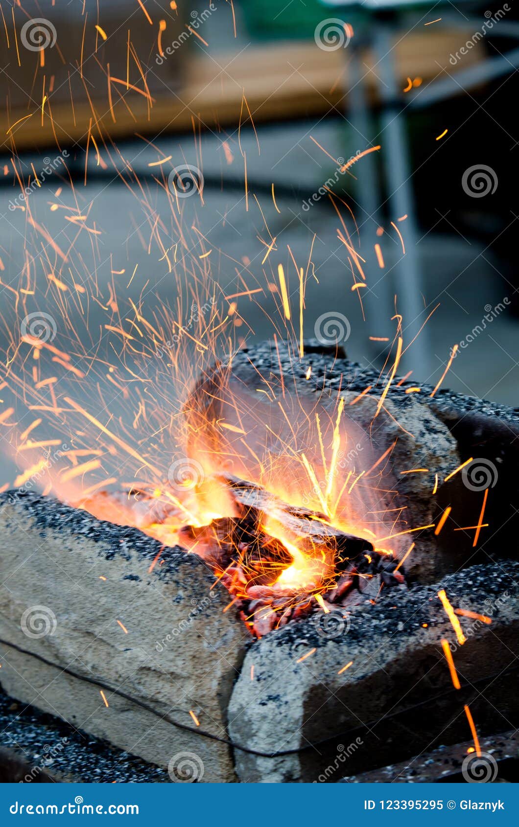 Forge stock image. Image of sparks, material, burning - 123395295