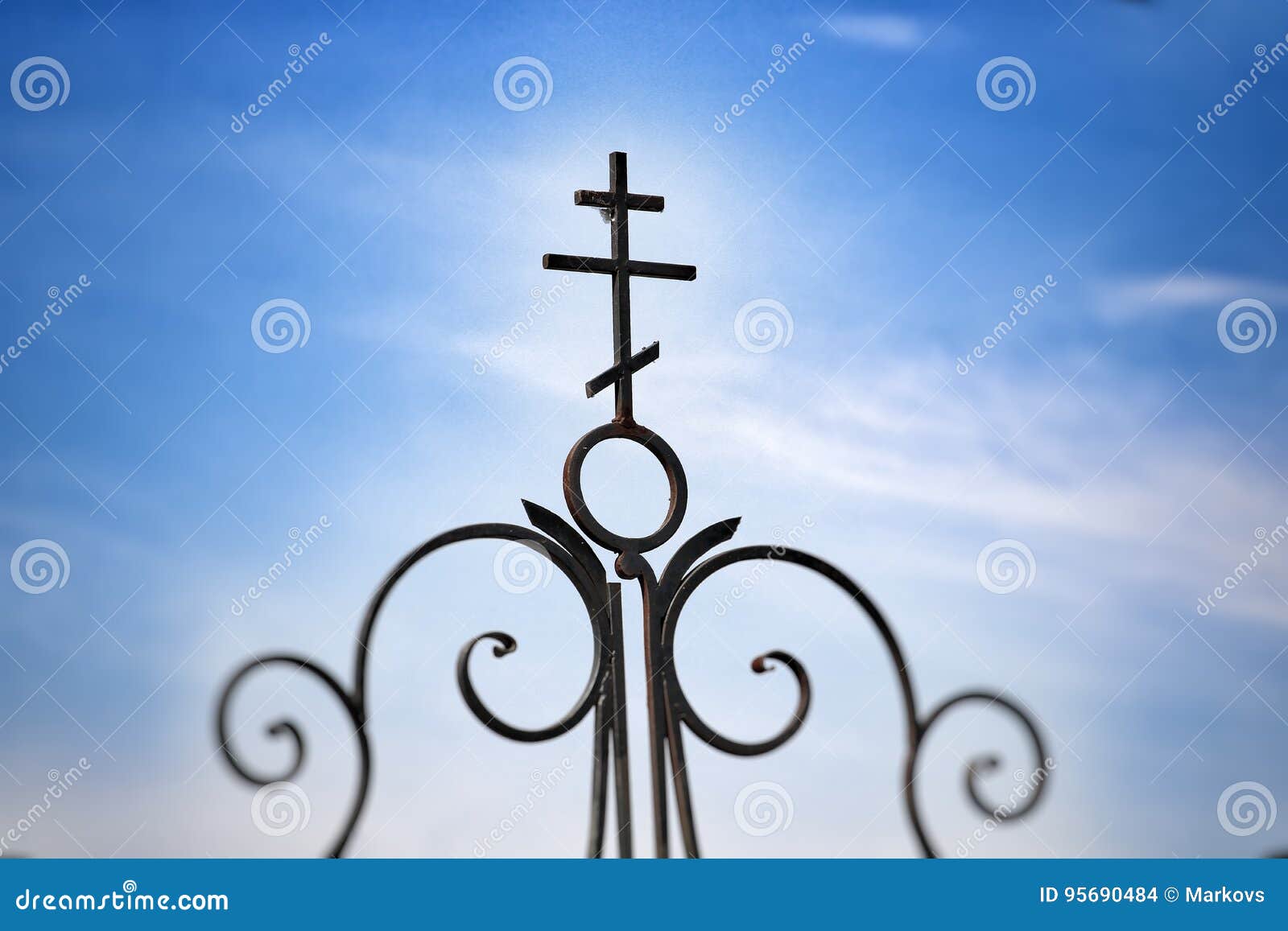 Forged Cross on the Gate, Close-up Stock Photo - Image of bluesky, iron ...
