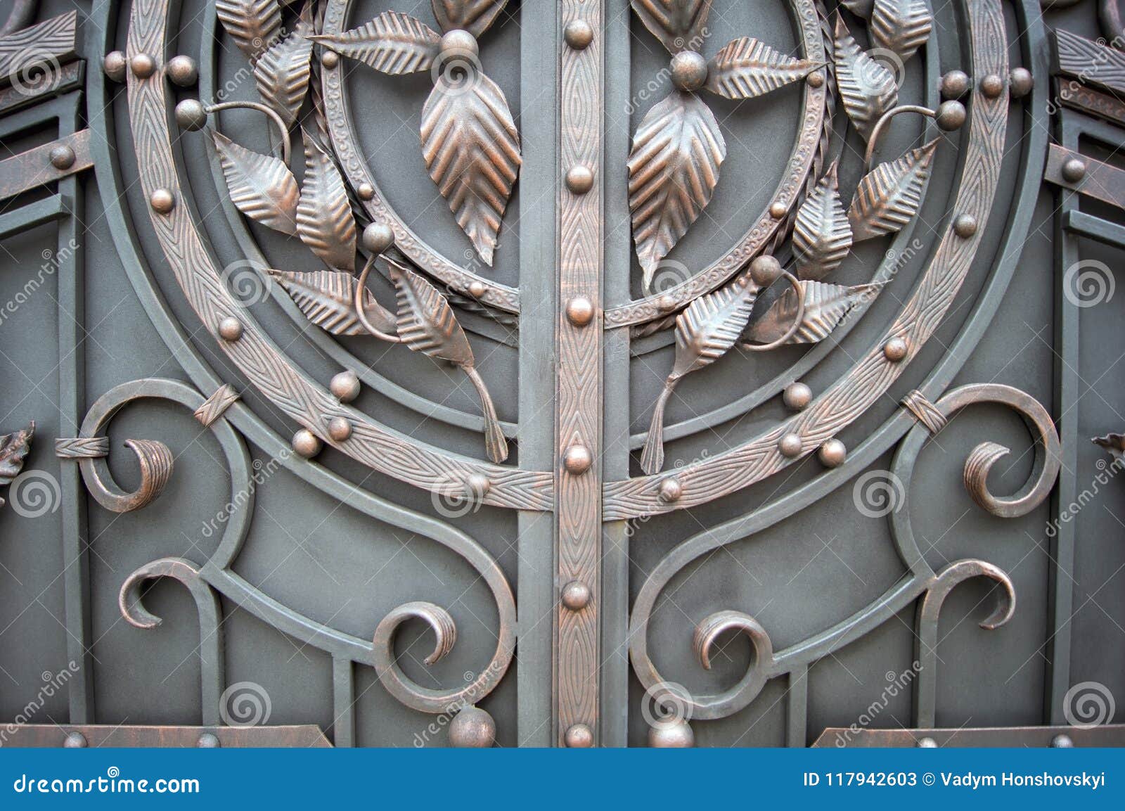 Forged Decorative Elements of the Metal Gate Stock Image - Image of ...
