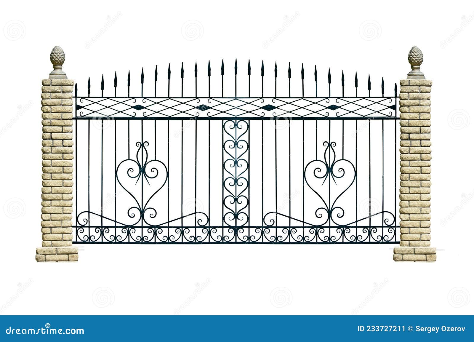Forged fence with a post stock image. Image of blocked - 233727211