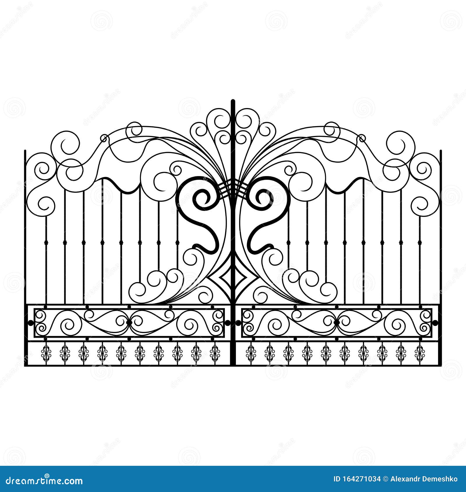 Forged gate. Vector EPS10. stock vector. Illustration of eps10 - 164271034