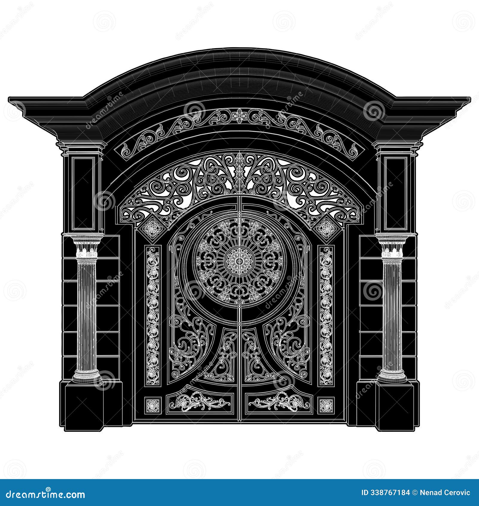 Forged Gate Vector. Illustration of Arc Entrance Gate Isolated on White ...