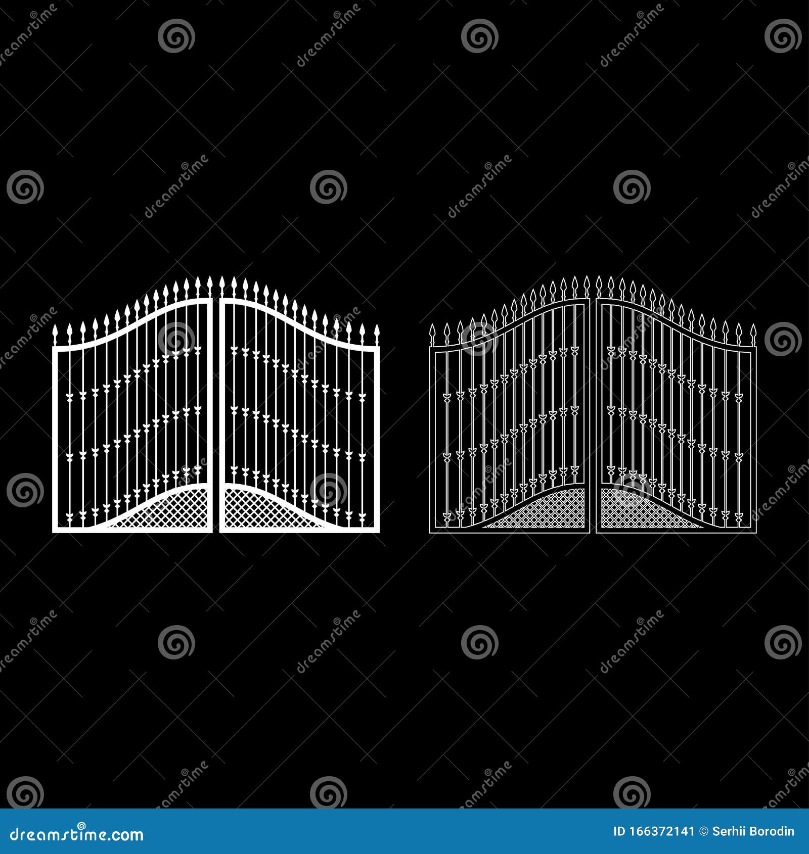 Forged Gates Icon Outline Set White Color Vector Illustration Flat ...