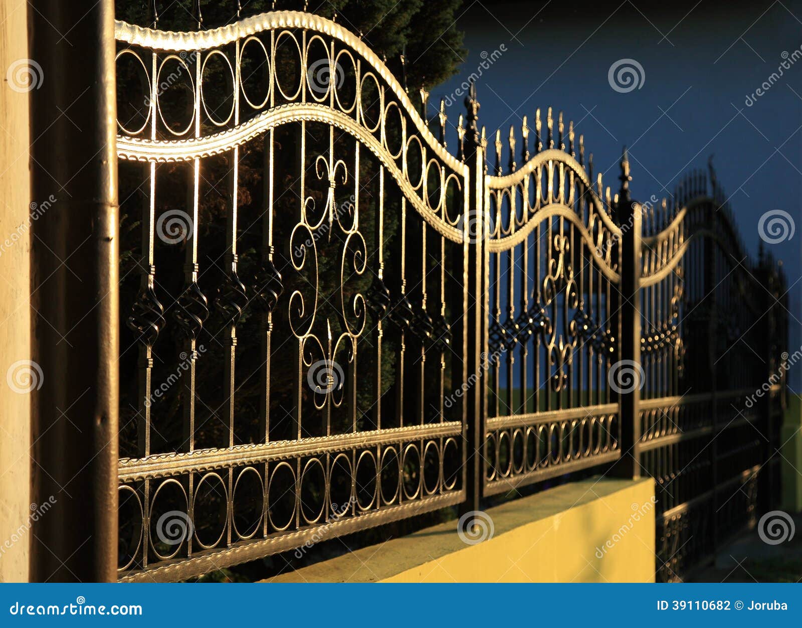 Forged iron fence stock photo. Image of cast, street - 39110682