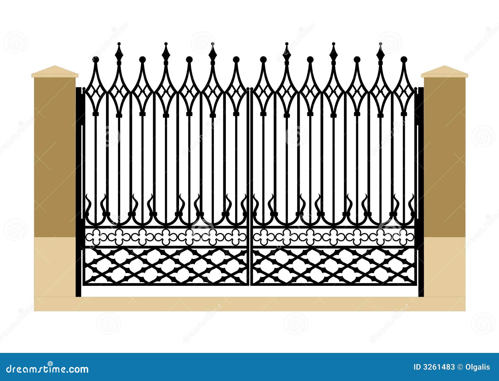 Forged iron gothic gate stock vector. Illustration of design - 3261483