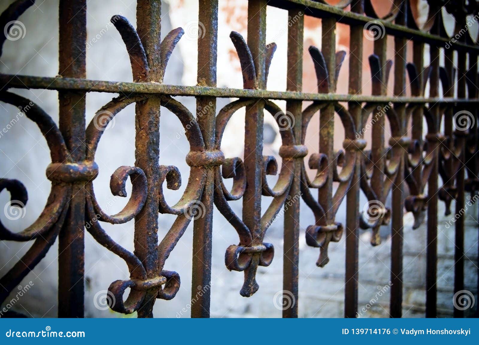 Forged Metal Fence in Retro Style Stock Photo - Image of exterior ...
