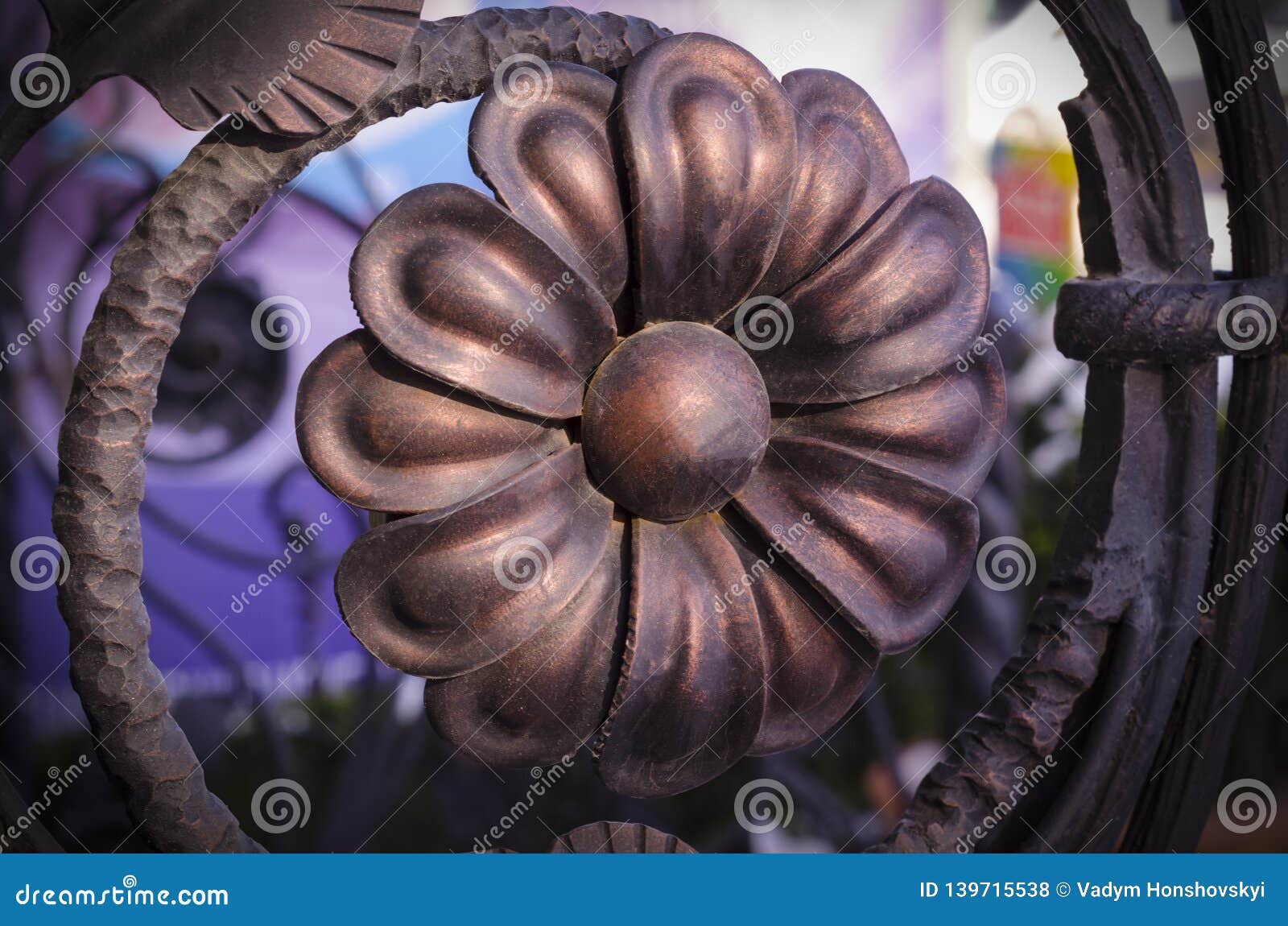 Forged Metal Flower. Decoration of Metal Gates Stock Photo - Image of ...