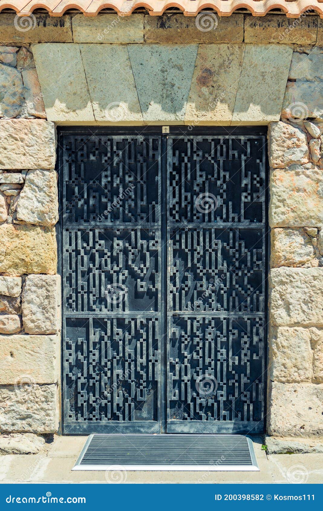 Forged Metal Gate with Geometric Pattern Stock Photo - Image of europe ...