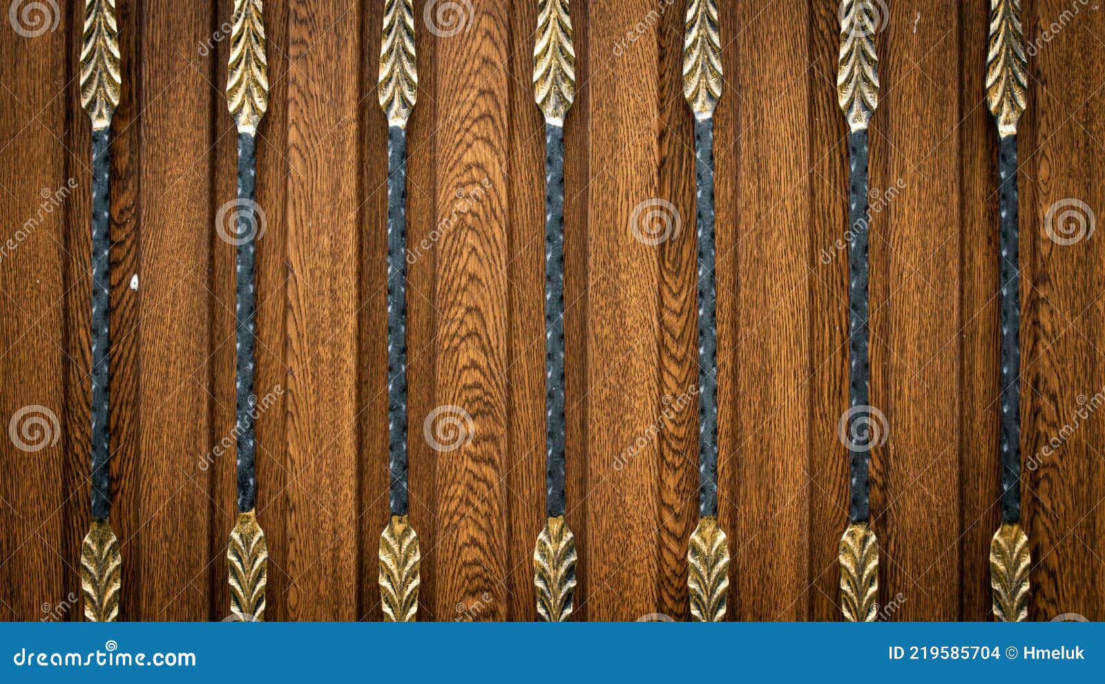 Forged Metal Pattern on a Wooden Surface Stock Photo - Image of surface ...