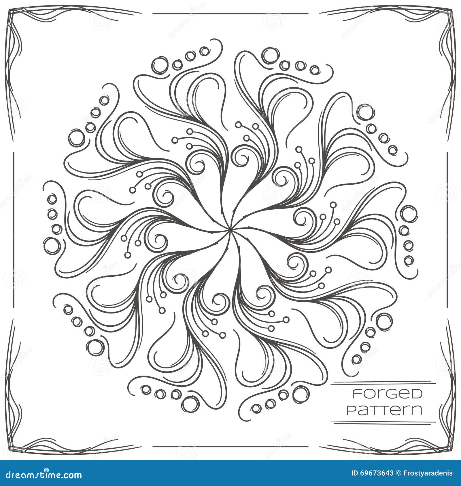 Forged Pattern Three stock vector. Illustration of steel - 69673643