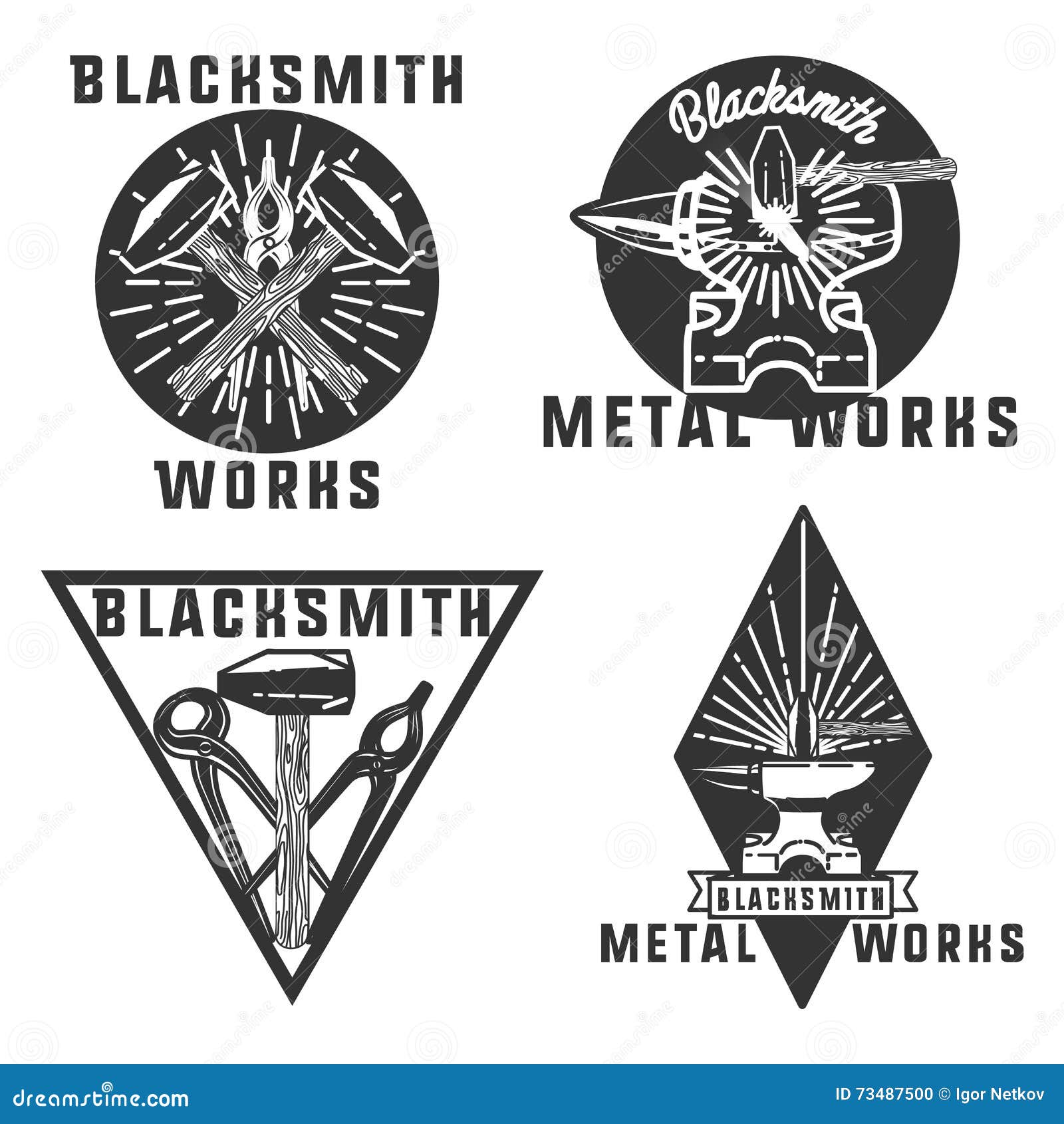 Forgeron Graphic Vintage Emblems Illustration de Vecteur - Illustration ...