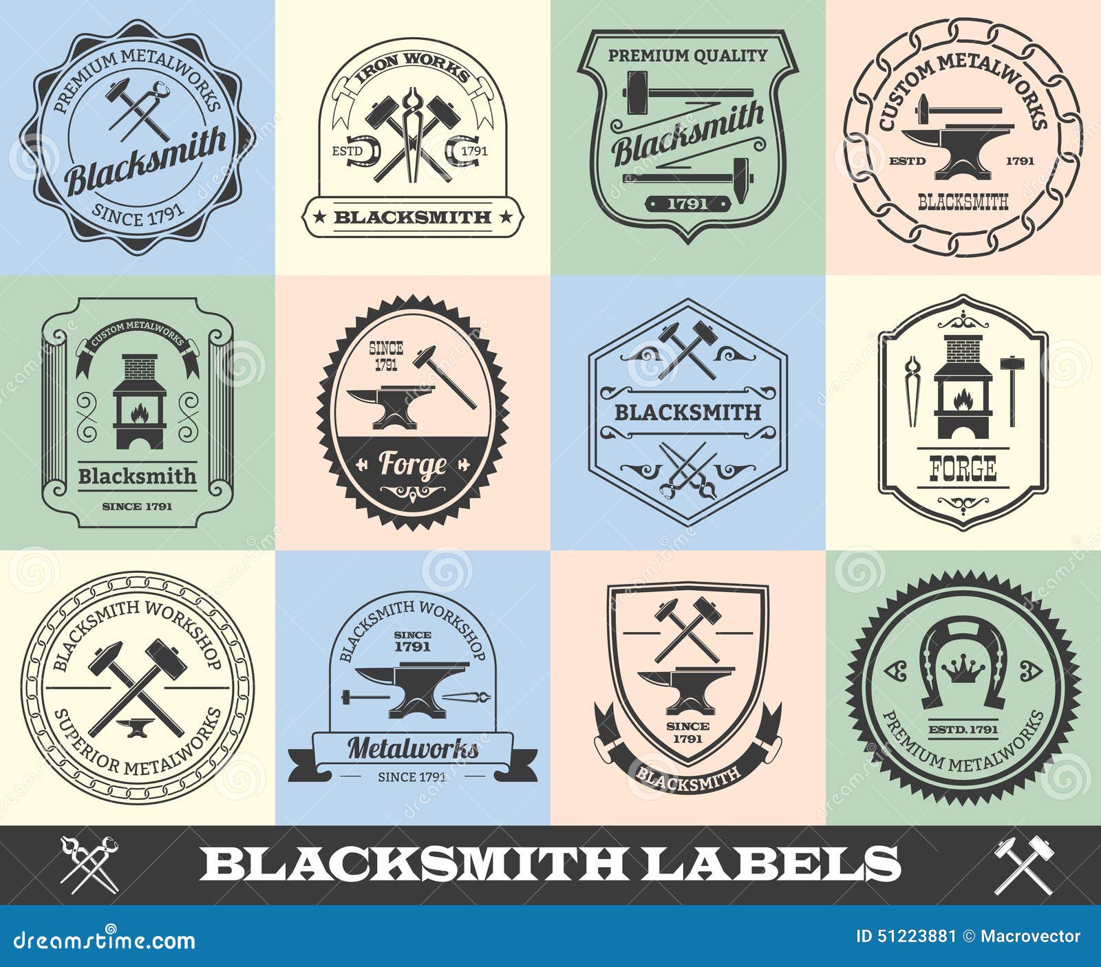 Forgeron Label Set illustration de vecteur. Illustration du isolement ...