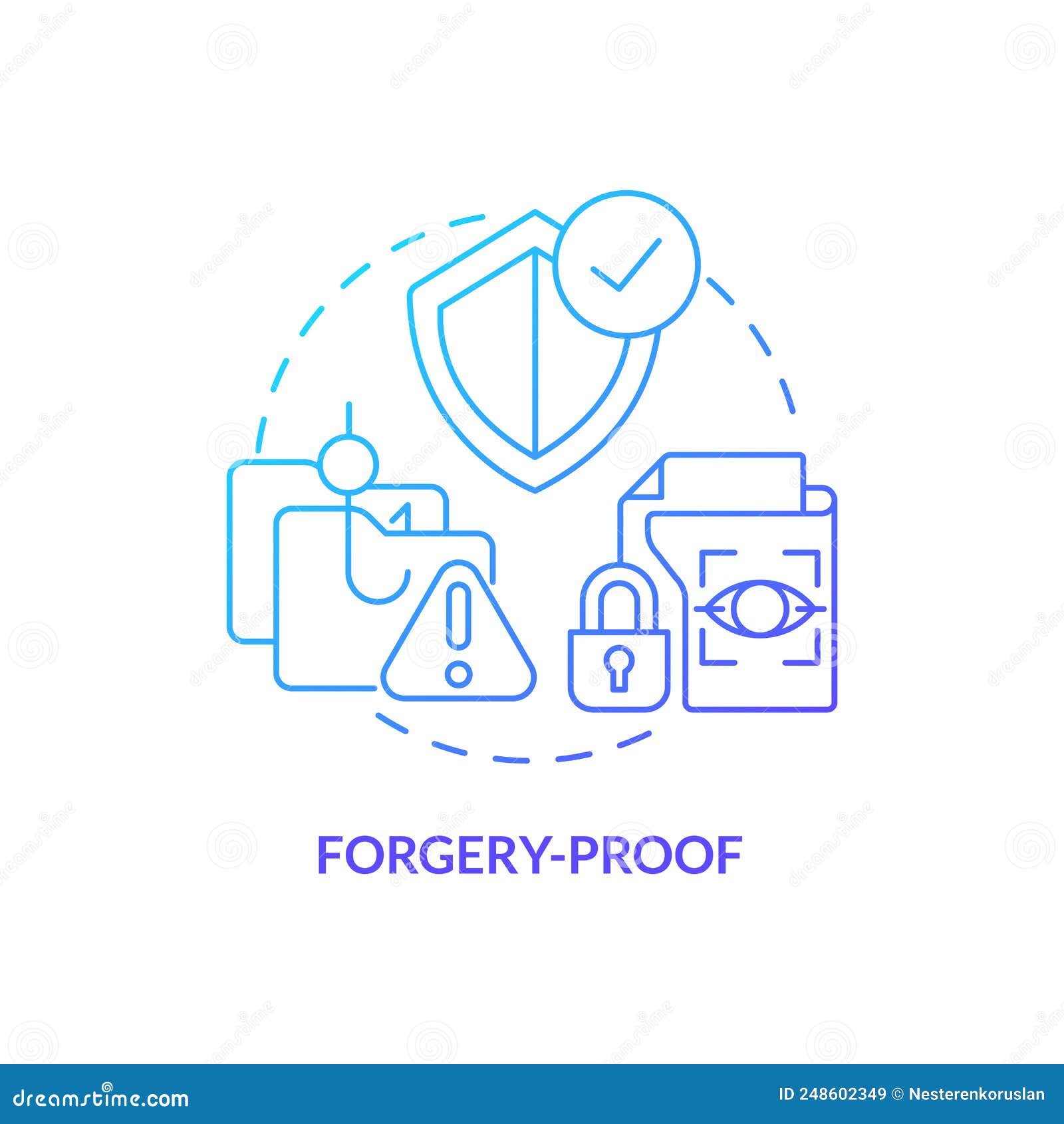 Forgery-proof Light Blue Concept Icon Vector Illustration ...