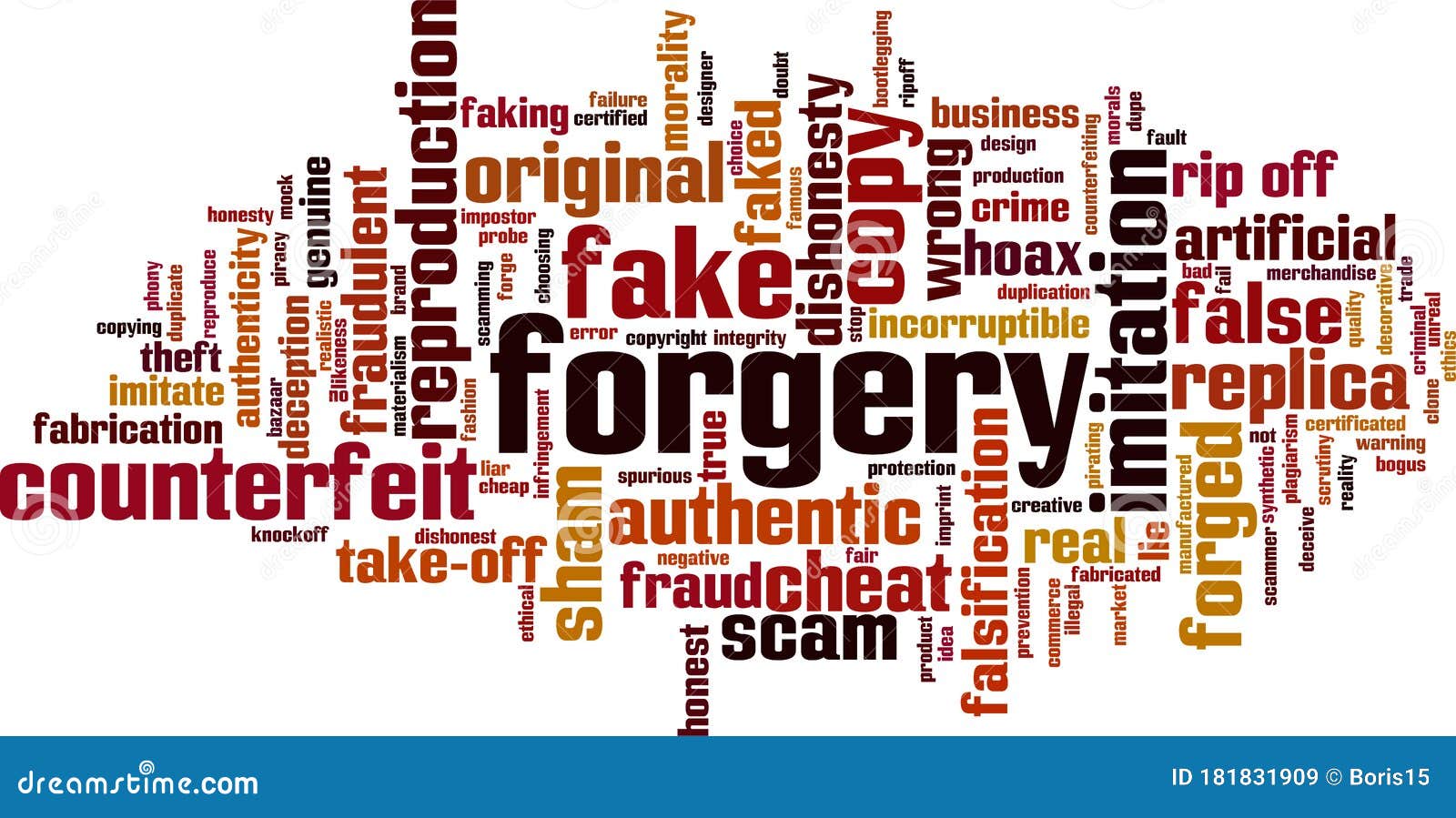 Forgery word cloud stock vector. Illustration of crime - 181831909