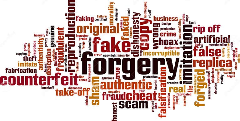 Forgery word cloud stock vector. Illustration of crime - 181831909