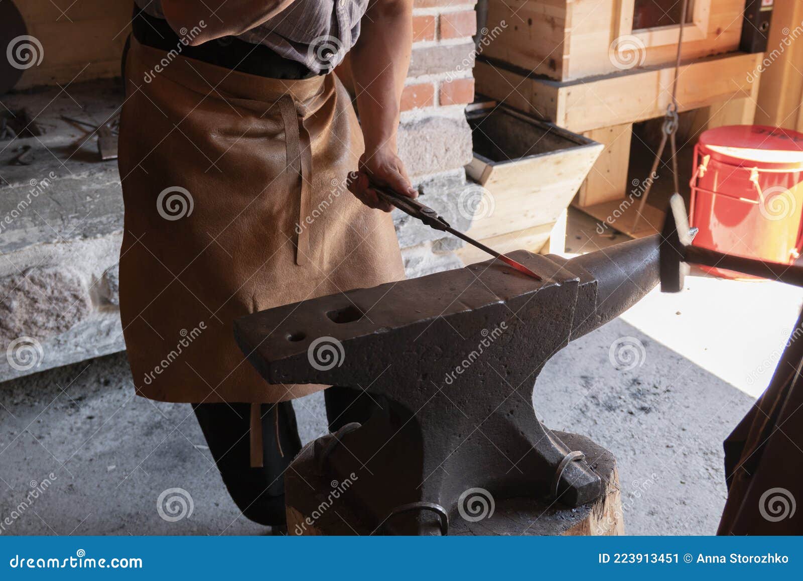 Forges Hammer Work with Metal Backsmith Stock Image - Image of flame ...
