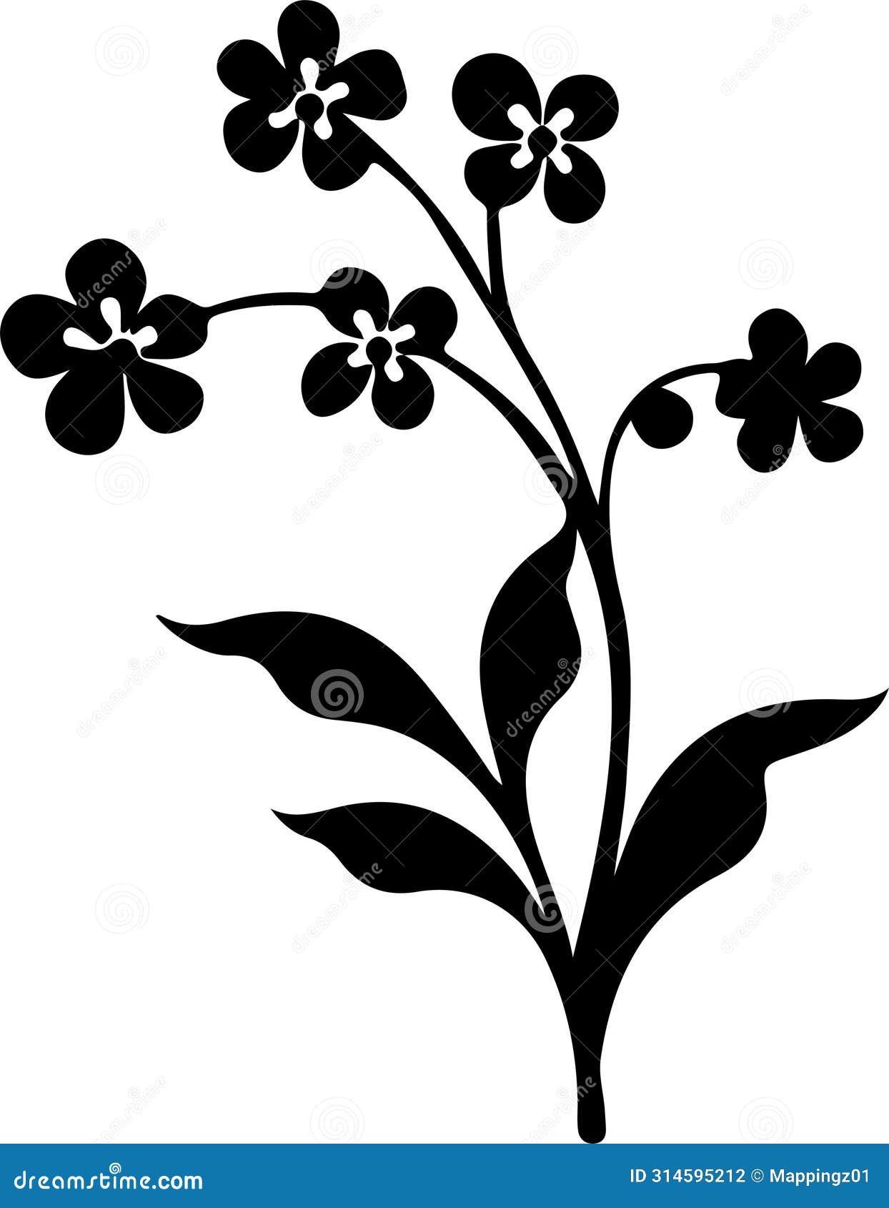 Forget-me-not Black Silhouette Generative Ai Stock Vector ...
