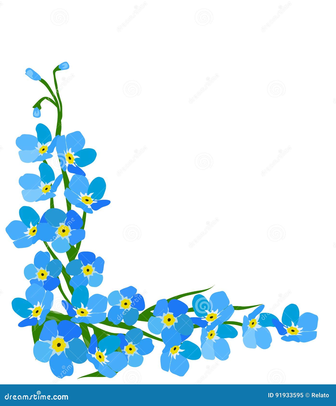 Forget Me Not Flower Oval Frame. Oval Frame With Flowers Around The ...