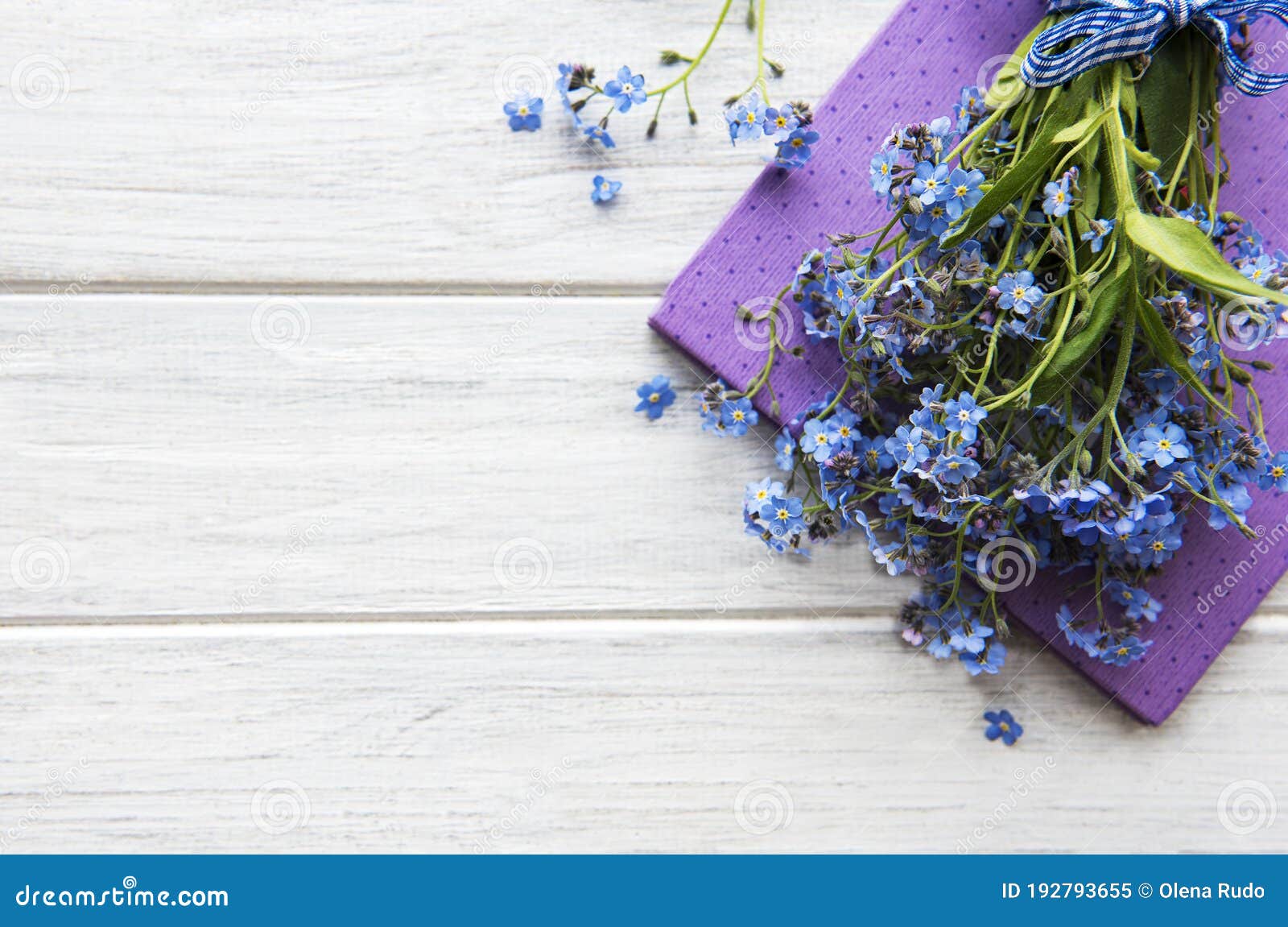 Forget-me-not Flowers and Notebook Stock Image - Image of natural ...