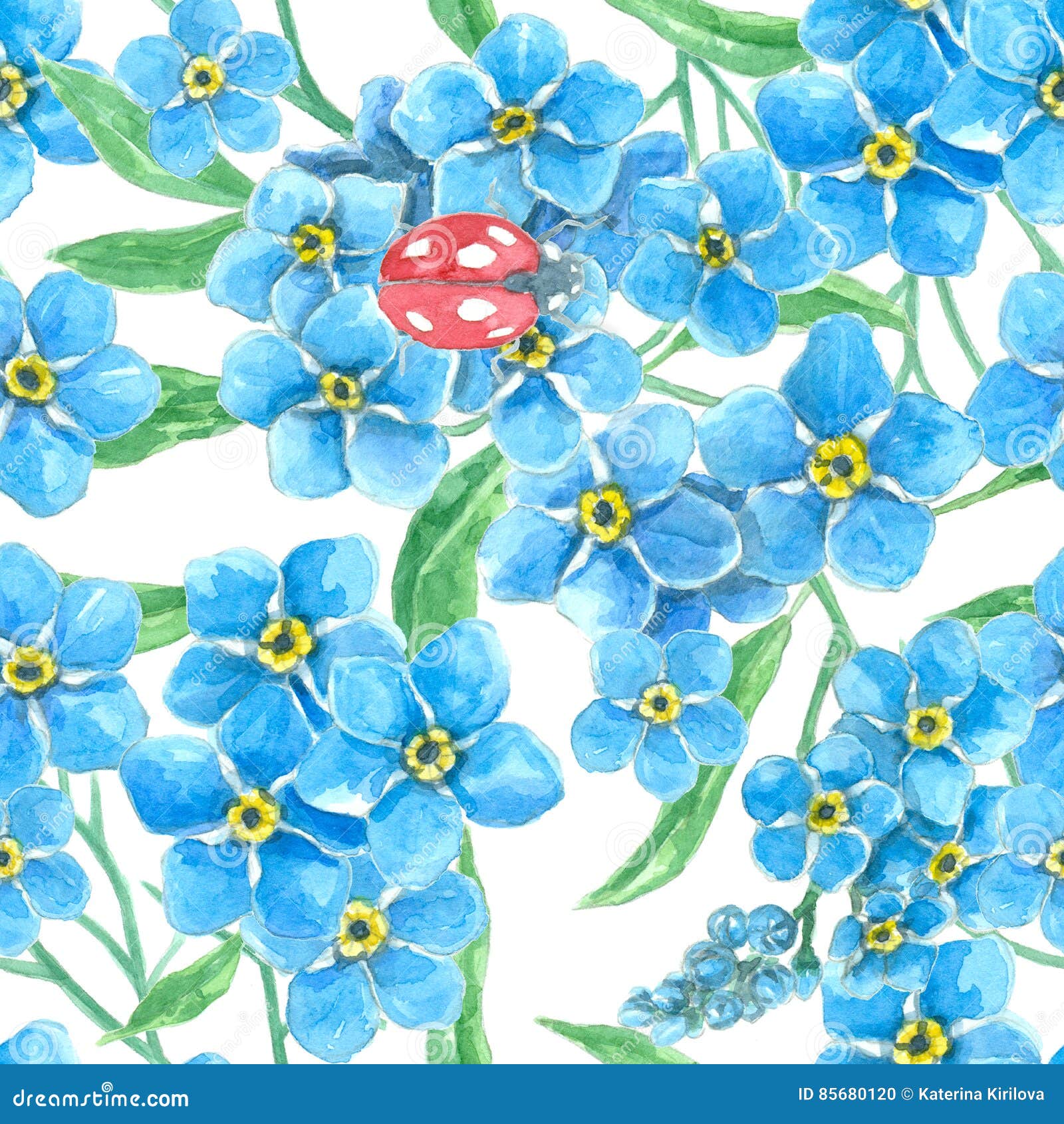 Forget Me Not Seamless Pattern Stock Illustration - Illustration of ...